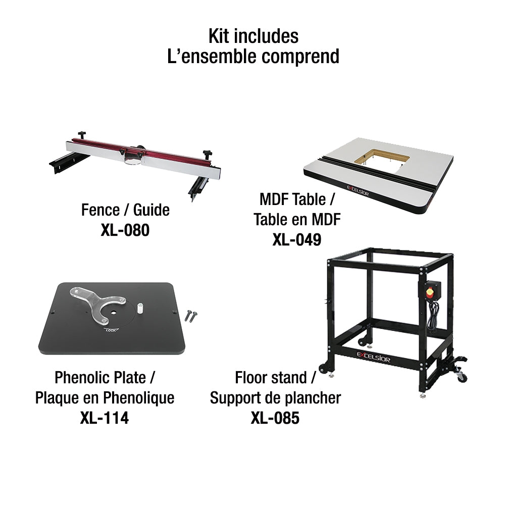 King Canada ROUTER TABLE KIT XL 049 XL 080 XL 085 XL 114 MOD Professional Grinding Inc